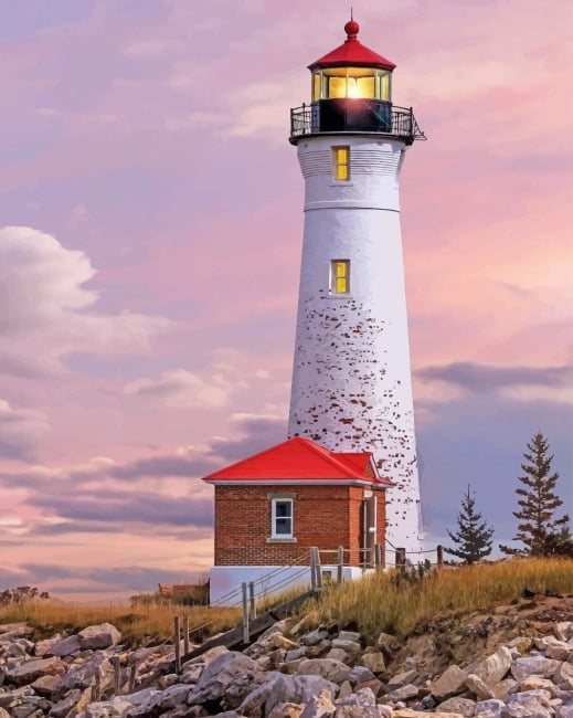 Crisp Point Lighthouse Michigan Paint By Numbers - Numeral Paint Kit