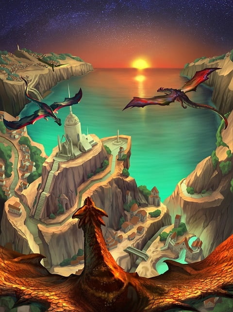 Dragon And the Sunset - Cartoon And Animation Paint By Numbers ...