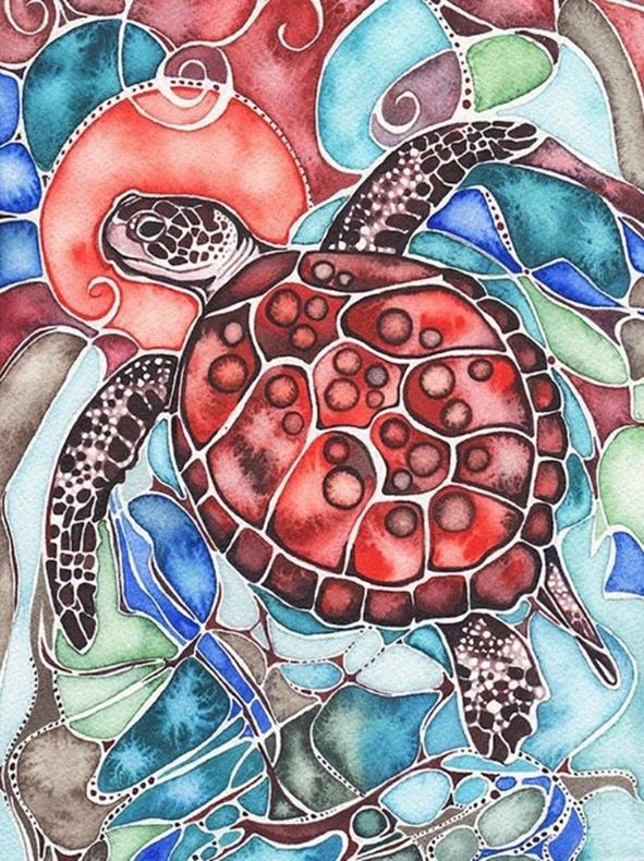 Econ Sea Turtle Animals Paint By Numbers - Numeral Paint Kit