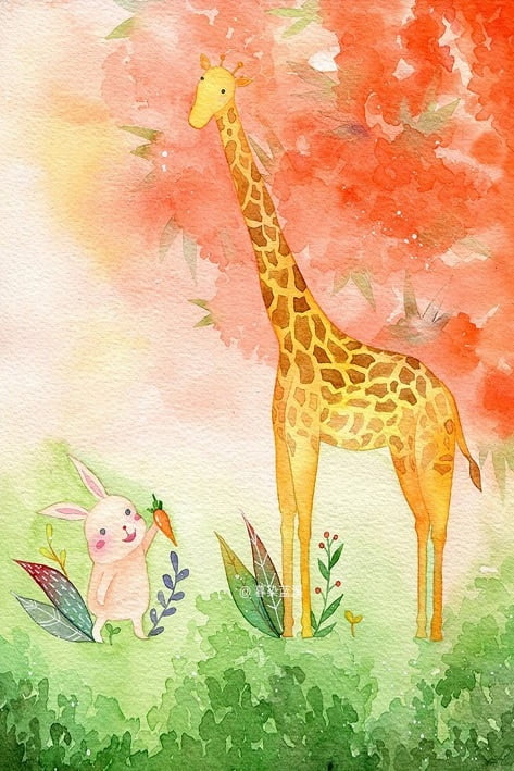 Giraffe And Rabbit Cartoon And Animation Paint By Numbers - Numeral ...