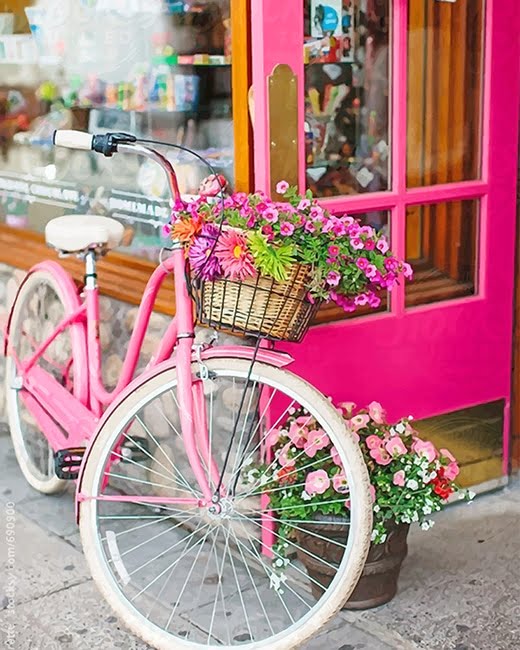 Pink Bike With Beautiful Flowers NEW Paint By Numbers - Numeral Paint Kit
