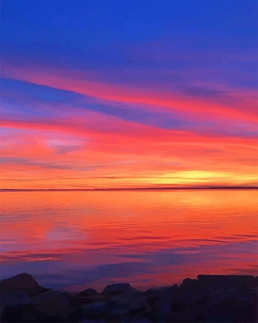 Sunset View Blue&Orange NEW Paint By Numbers - Numeral Paint Kit