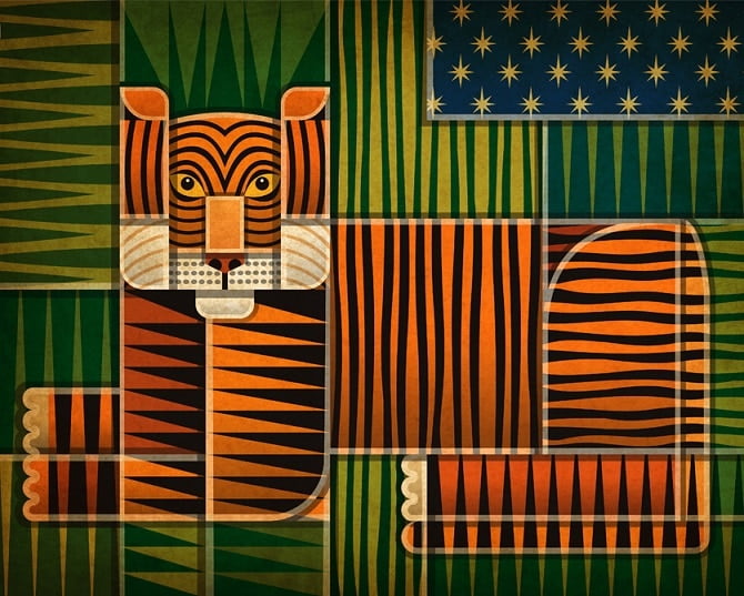 Tiger Illusion Animals Paint By Numbers - Numeral Paint Kit