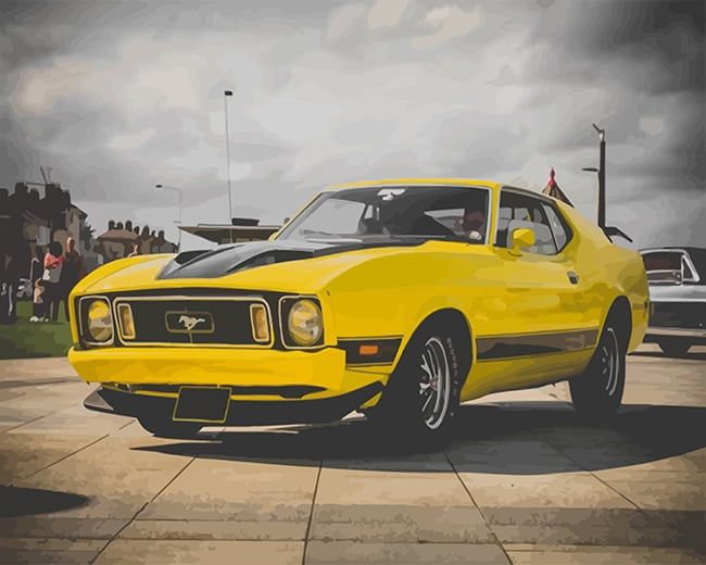 Yellow Mustang NEW Paint By Numbers - Numeral Paint Kit