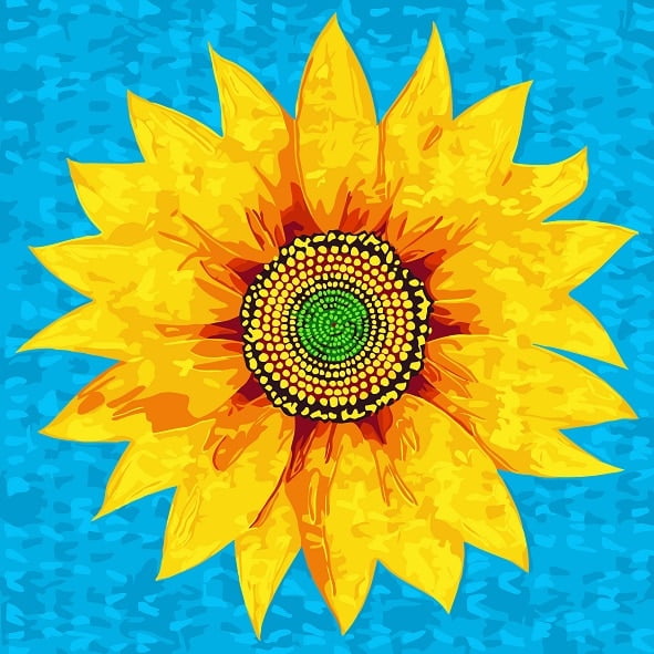 Yellow Stamp Flower Flowers Paint By Numbers - Numeral Paint Kit