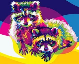 Colorful Raccoons Paint By Numbers - Numeral Paint Kit