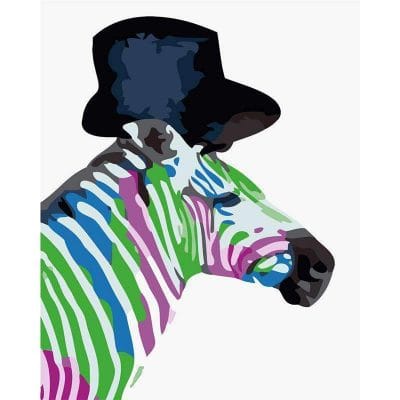 Colored Zebra Paint By Numbers - Numeral Paint Kit