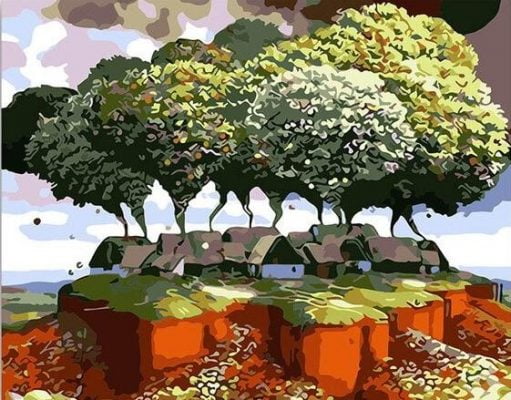 Trees Over Houses Paint By Numbers - Numeral Paint Kit