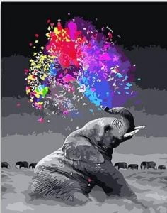 Elephant In Colors Paint By Numbers - Numeral Paint Kit