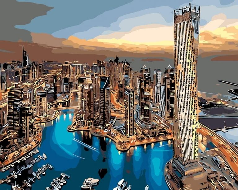 Dubai City Skyline Paint By Numbers - Numeral Paint Kit