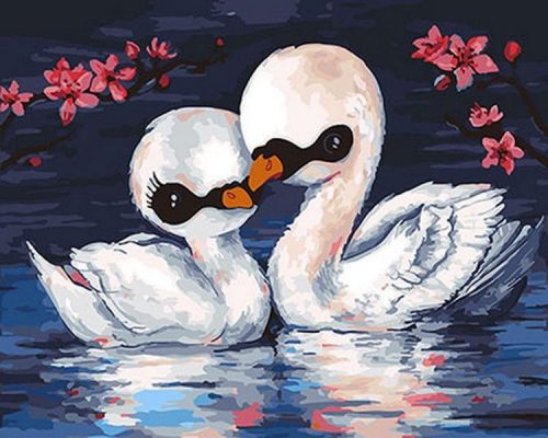 Baby Swans Paint By Numbers - Numeral Paint Kit
