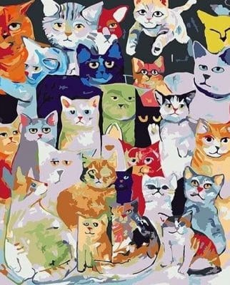 Colorful Cats Paint By Numbers - Numeral Paint Kit