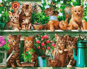 Kittens On The Shelf Paint By Numbers - Numeral Paint Kit