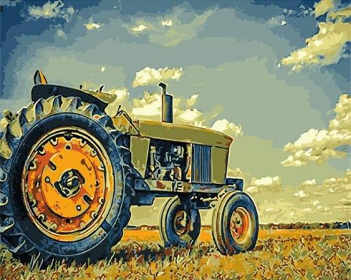 Tractor In Field Paint By Numbers - Numeral Paint Kit