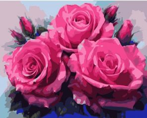 Pink Roses Paint By Numbers - Numeral Paint Kit