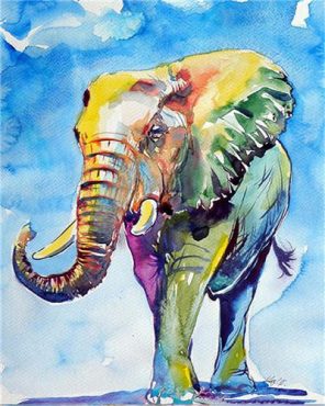 Colored Elephant Paint By Numbers - Numeral Paint Kit