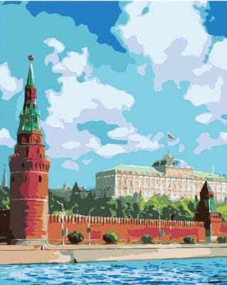 Moscow Kremlin Red Palace Paint By Numbers - Numeral Paint Kit
