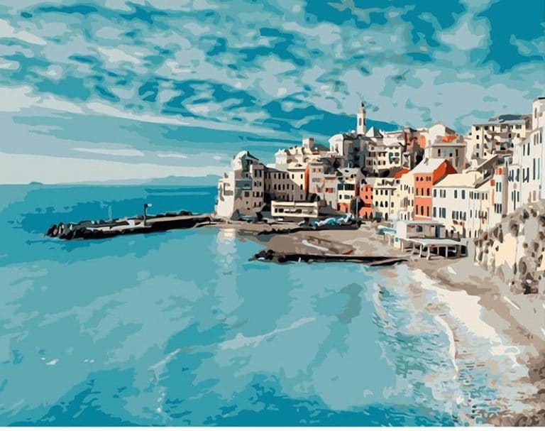 Sicily Blue Ocean Paint By Numbers - Numeral Paint Kit
