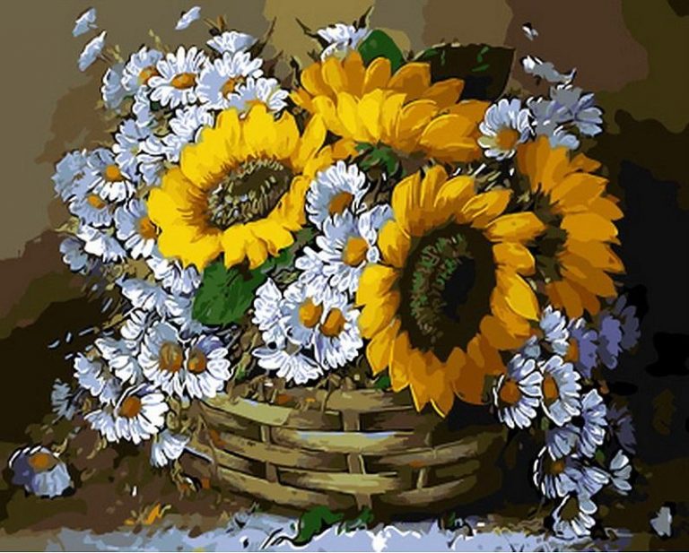Sunflowers And Daisies Paint By Numbers - Numeral Paint Kit