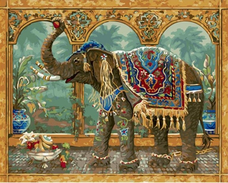 Vintage Royale Elephant Paint By Numbers - Numeral Paint Kit