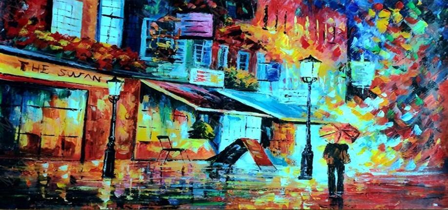 Walking In Rain Abstract Modern Wall Painting Abstract DIY Paint By ...