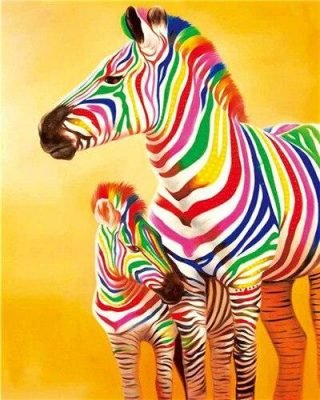 Colorful Zebras Paint By Numbers - Numeral Paint Kit