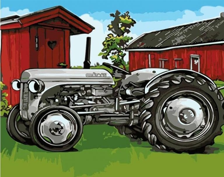 Grey Tractor Paint By Numbers - Numeral Paint Kit