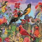 Birds On Floral Branches Paint By Numbers - Numeral Paint Kit
