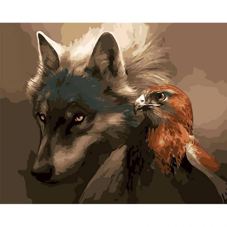 Wolf And Hawk Paint By Numbers - Numeral Paint Kit