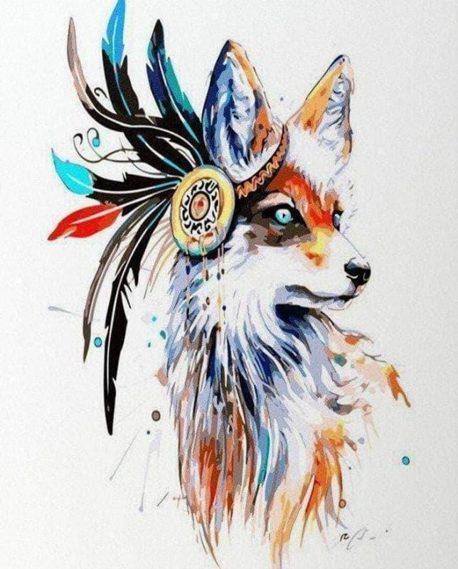 Tribal Fox Paint By Numbers - Numeral Paint Kit