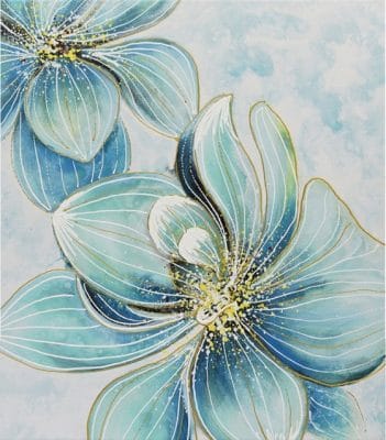 Gold Blue Flowers Paint By Numbers - Numeral Paint Kit