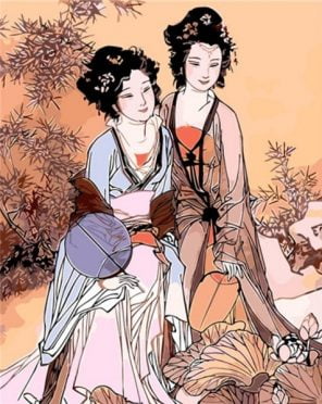 Chinese Sisters Paint By Numbers - Numeral Paint Kit