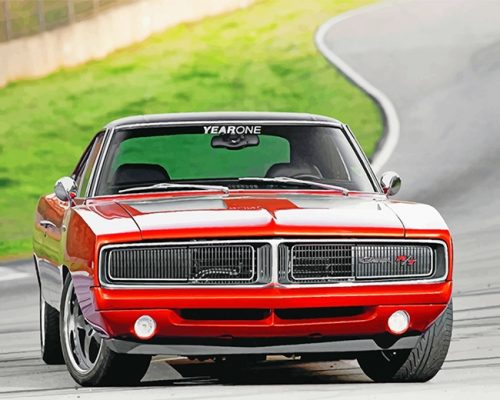 Red Dodge Charger Paint By Numbers - Numeral Paint Kit