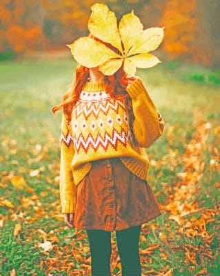 Girl In Fall Paint By Numbers - Numeral Paint Kit