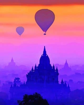 Air Balloons Over Bagan Myanmar Paint By Numbers - Numeral Paint Kit