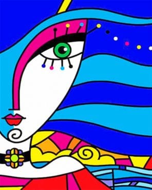 Pop Art Girl Face Paint By Numbers - Numeral Paint Kit
