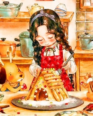 Little Girl Cooking Paint By Numbers - Numeral Paint Kit