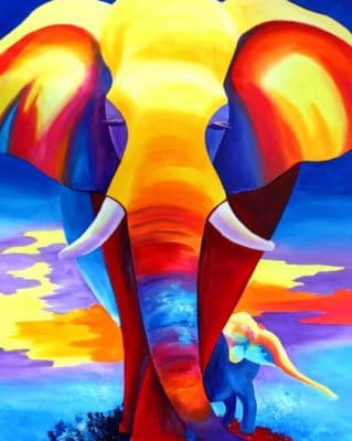 Colorful Elephant Paint By Numbers - Numeral Paint Kit