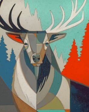 Geometric Elk Paint By Numbers - Numeral Paint Kit