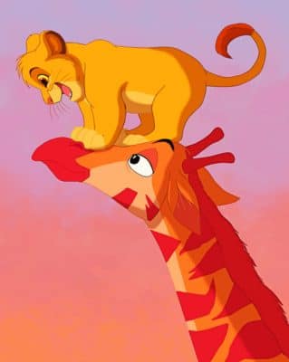 Simba And Giraffe Paint By Numbers - Numeral Paint Kit