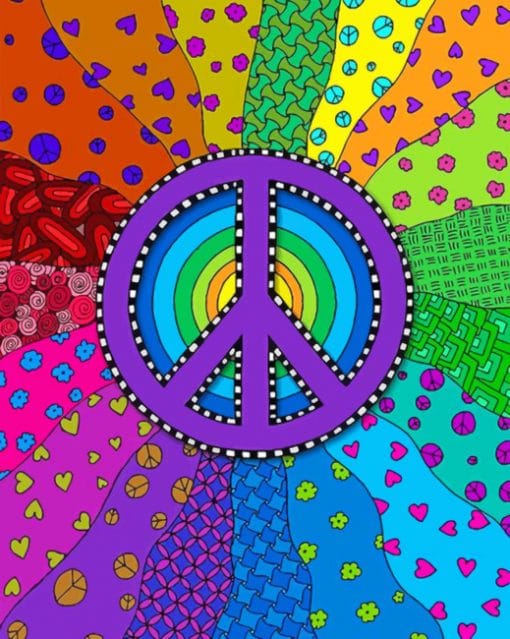 Colorful Peace Sign Paint By Numbers - Numeral Paint Kit