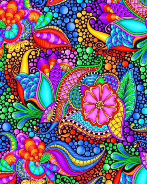Colorful Floral Paint By Numbers - Numeral Paint Kit