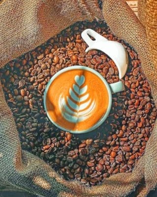 Coffee Cup And Beans Paint By Numbers - Numeral Paint Kit
