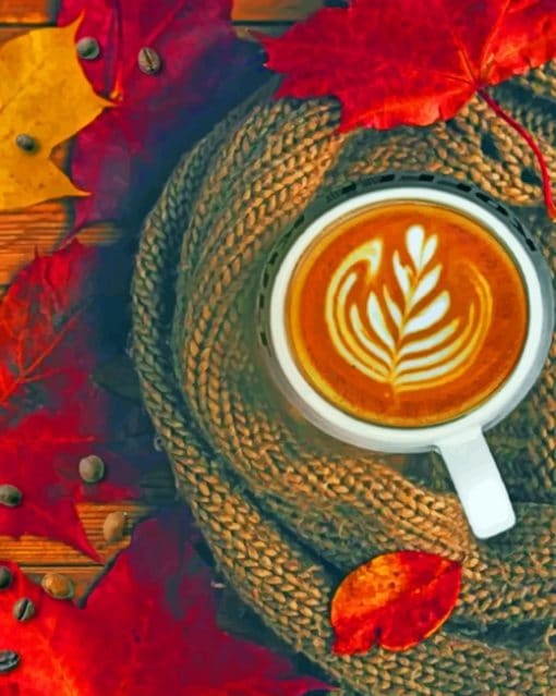 Coffee And Leaves Paint By Numbers - Numeral Paint Kit