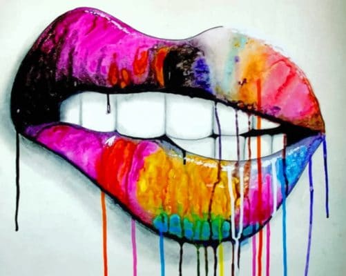 Splatter Colorful Lips Paint By Numbers - Numeral Paint Kit