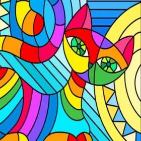 Colorful Abstract Cat Animals Paint By Numbers - Numeral Paint Kit