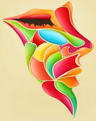 Abstract Female Face Paint By Numbers - Numeral Paint Kit