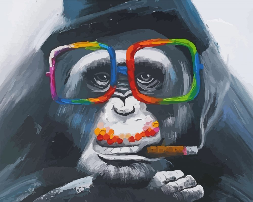 Smoking Monkey Paint By Numbers - Numeral Paint Kit