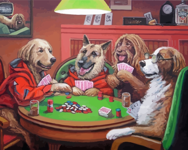 Dogs Playing Cards Paint By Numbers Numeral Paint Kit