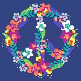 Floral Peace Symbol - Paint By Number - Numeral Paint